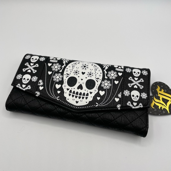 Loungefly | Bags | Loungefly Skull Quilted Wallet New | Poshmark